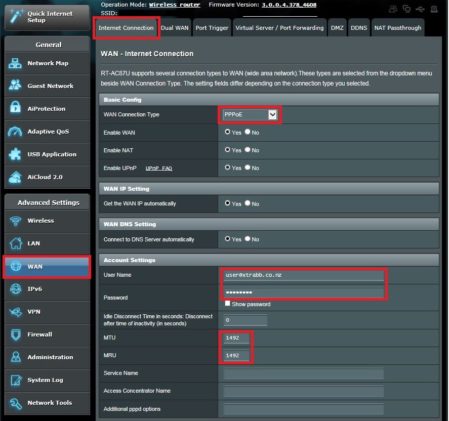 Asus Modem / Router UFB Settings - PBTech.co.nz