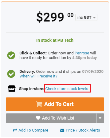 Viewing Stock levels - PBTech.co.nz