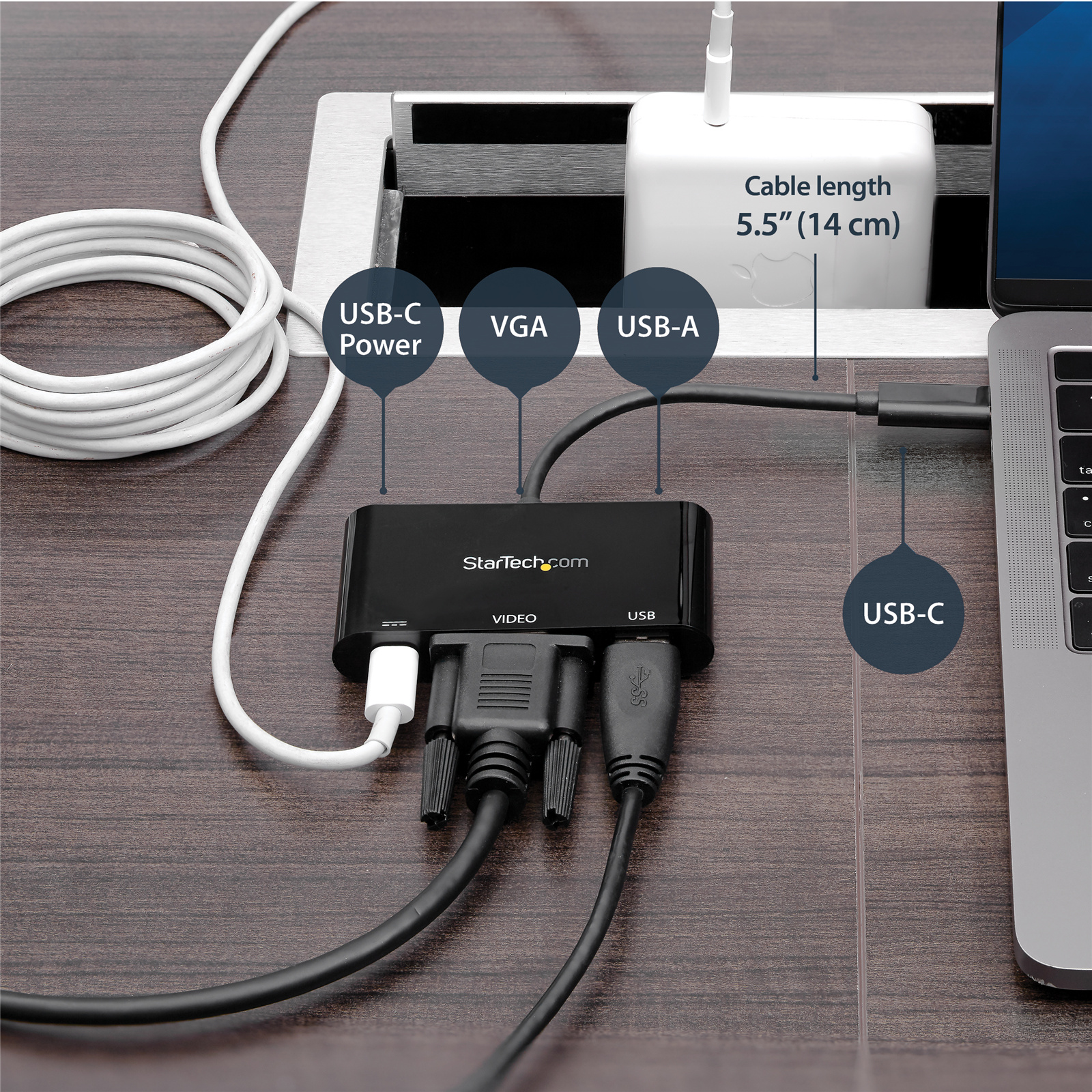 Buy the StarTech.com CDP2VGAUACP USB-C VGA Multiport Adapter - USB-A ...