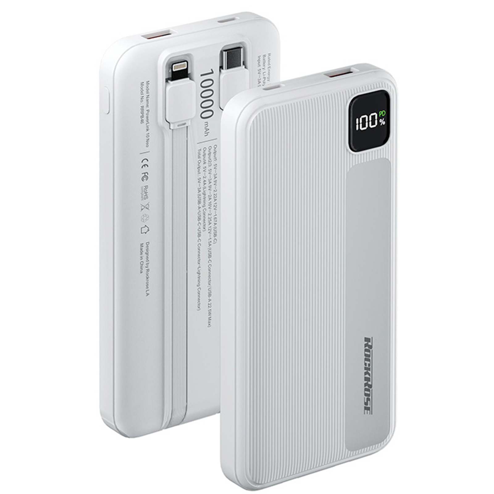 Buy the RockRose Powerlink 10 Neo 10000mAh Power Bank - White Color ...