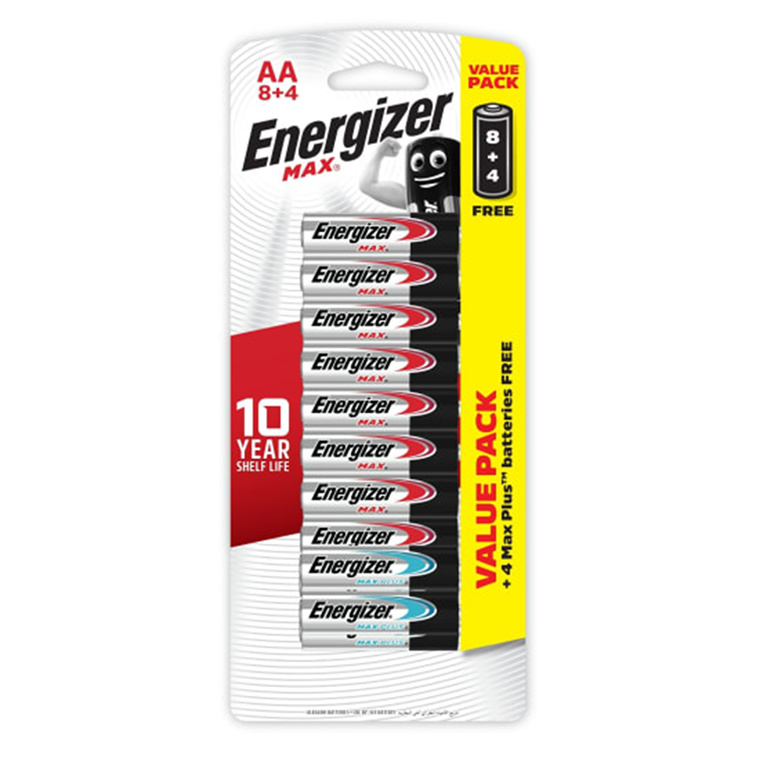 Buy the Energizer MAX AA 8+4PK MAX PLUS AA Batteries 8x Max AA Value ...