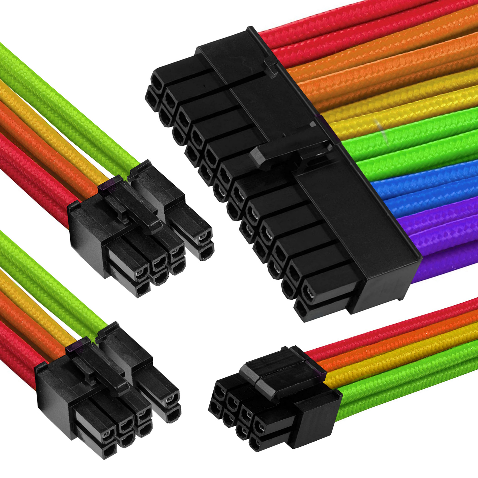 Buy the GGPC Gaming PC Braided Extension Cable Kit, (Rainbow, 40cm ...