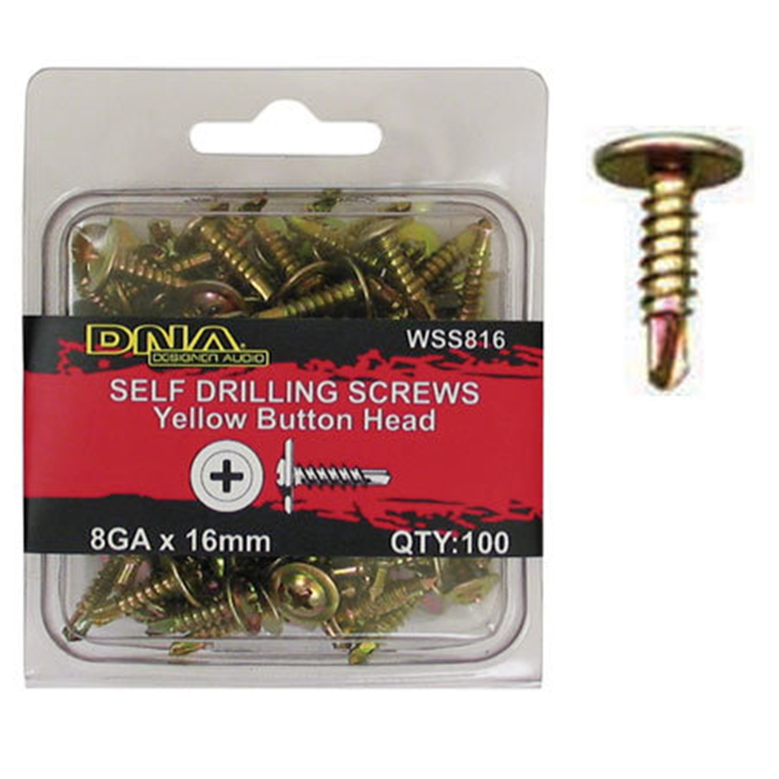 Buy the DNA WSS816 SCREW BUTTON HEAD SELF DRILLING BLACK 8G 16MM (100 ...