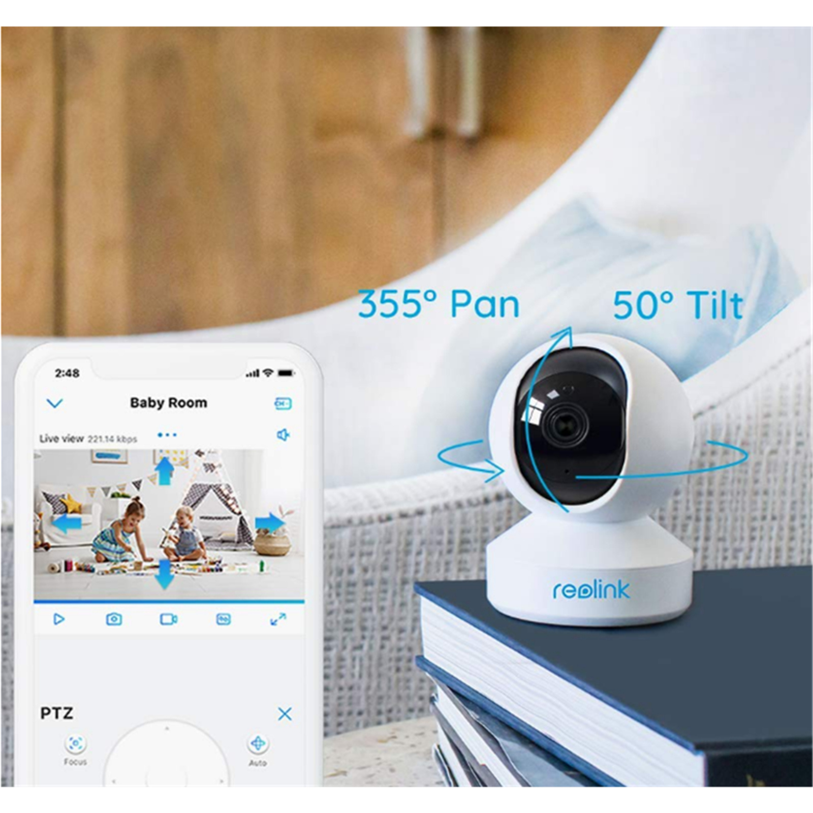 Buy the Reolink E1 Pro 4MP/2K+ Indoor PT Wi-Fi Camera Dual-Band WiFi ...
