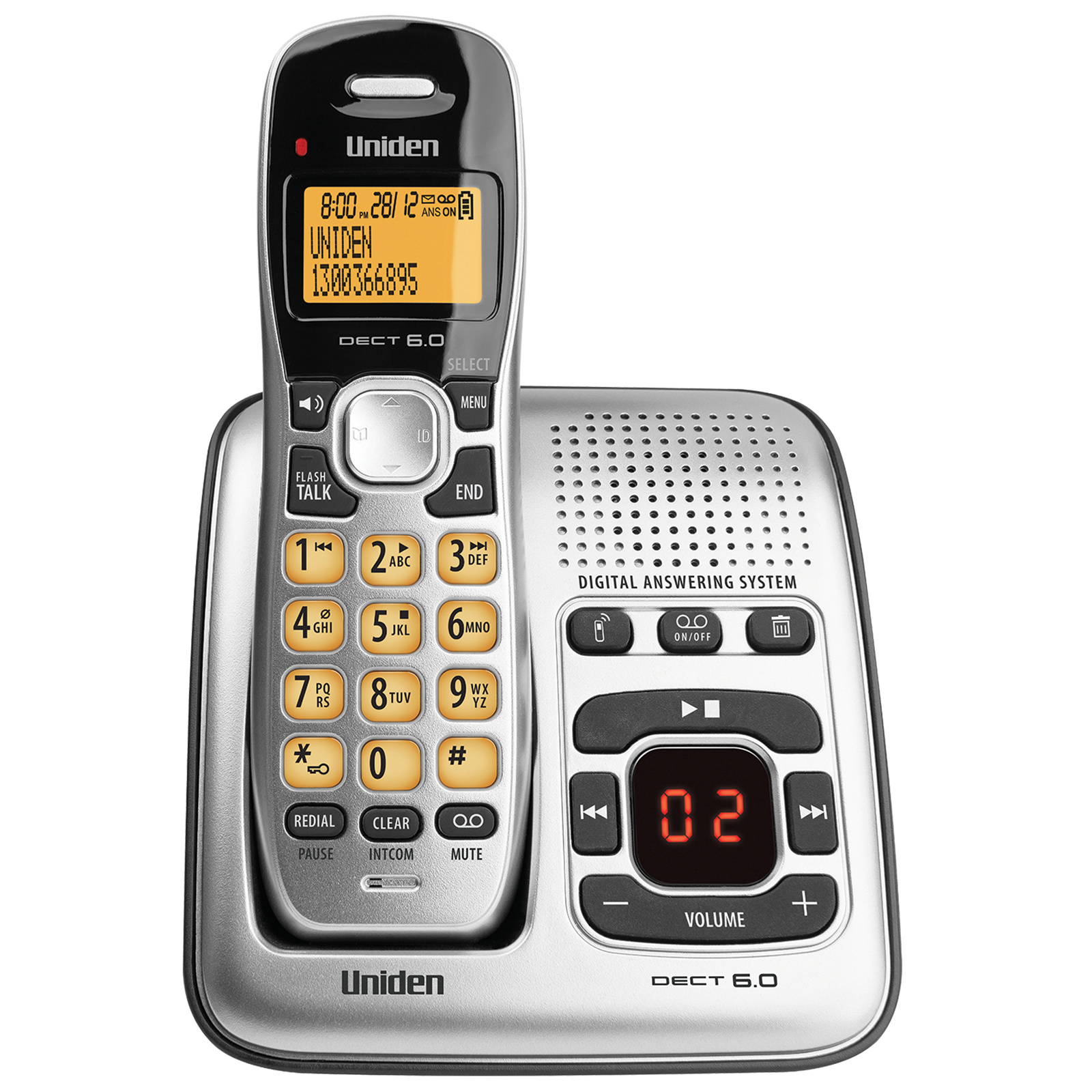 Buy the Uniden DECT1735+1 Cordless Phone + Digital Answering Machine 70 ...