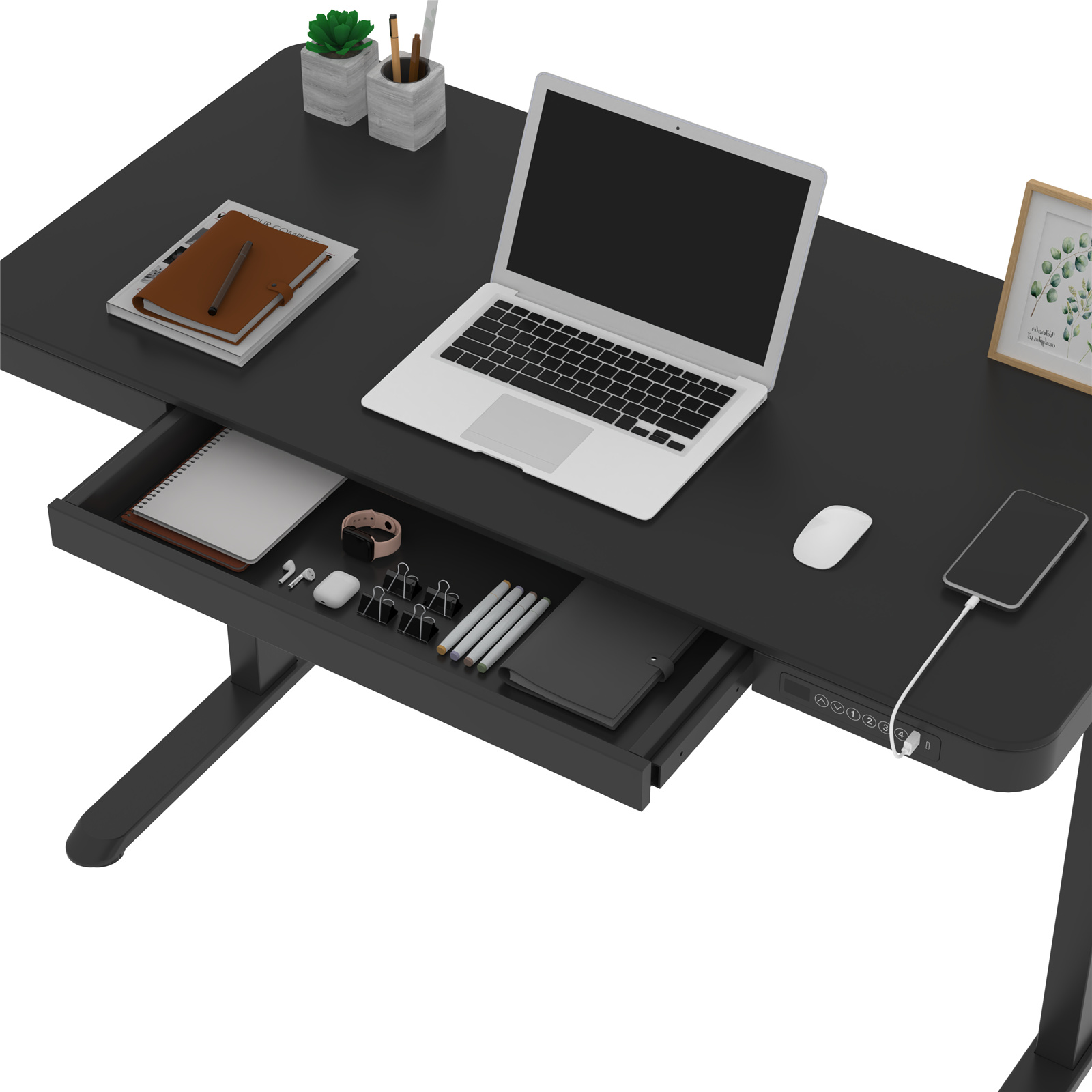 Buy the FlexiSpot Home & Office Black Tabletop Size 1200x600x12mm, With ...