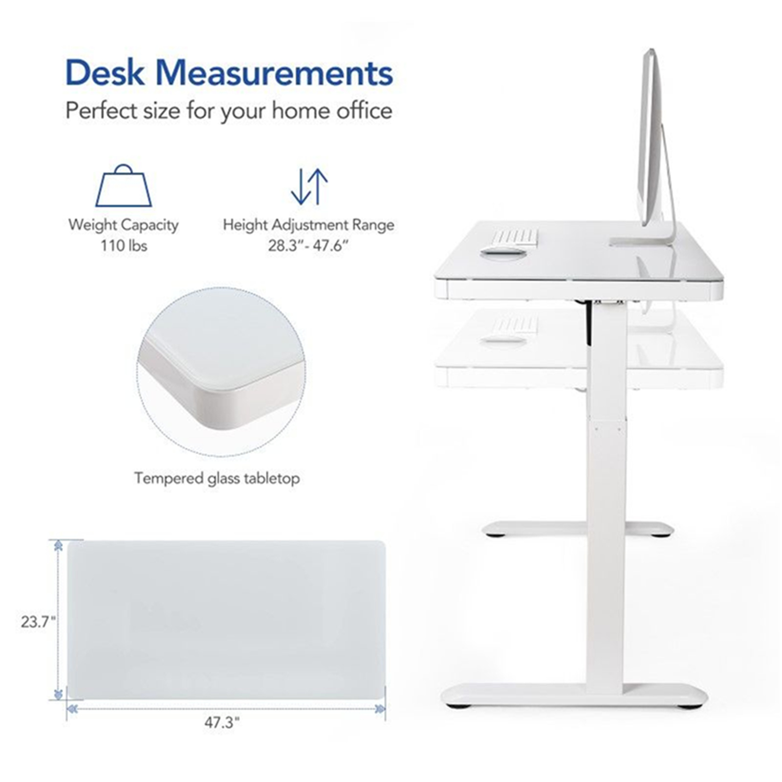 Buy the Loctek Home & Office All-in-One Standing Desk Tempered Glass ...