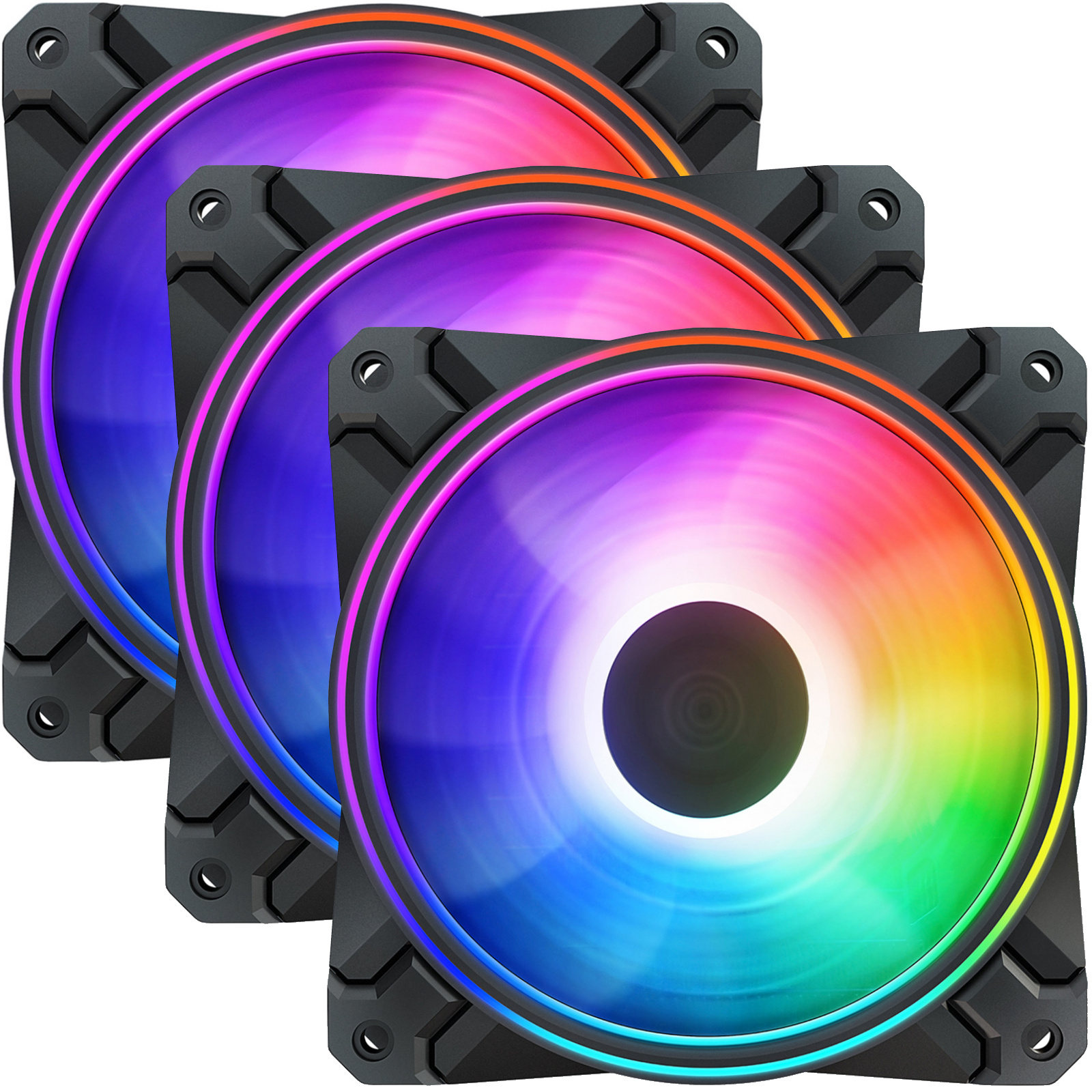 Buy the DEEPCOOL CF 120 PLUS Black, 3 PACK, 120mm A-RGB Case Cooling ...