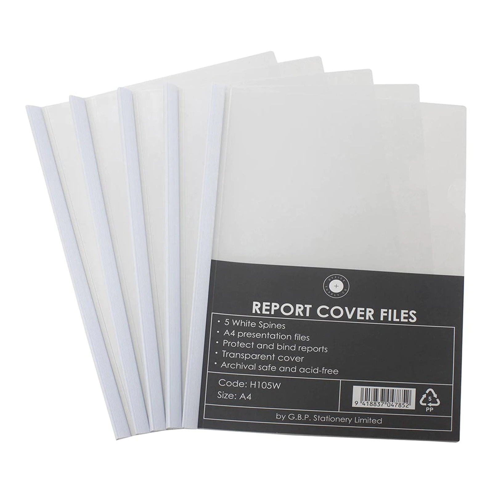 Buy the OSC Report Cover Clear A4 Spine - 5 Pack - White ( H105W ...