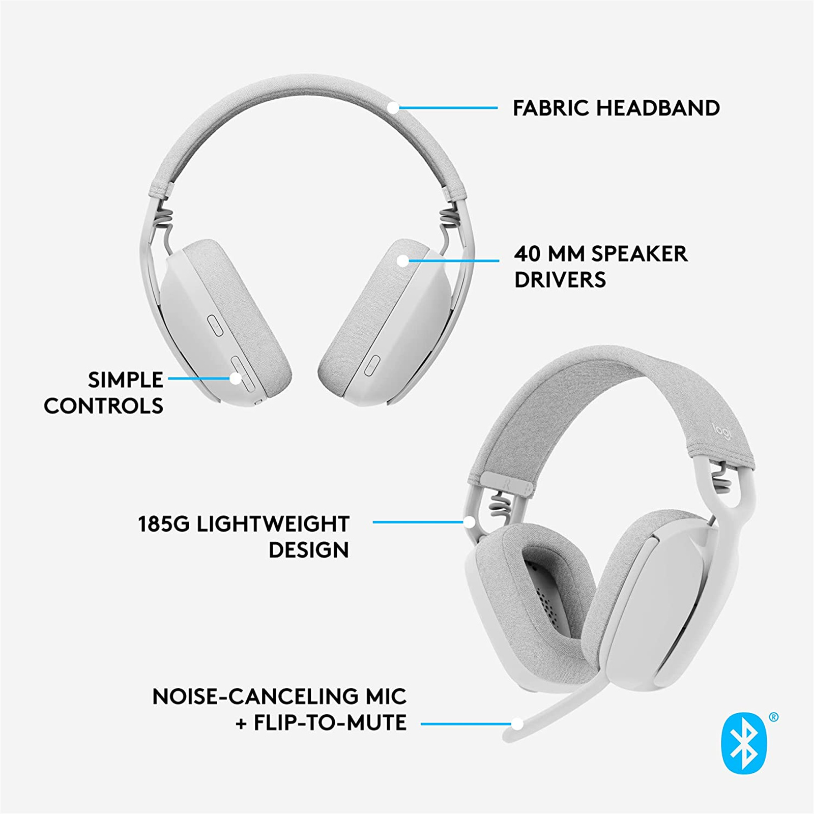 Buy the Logitech Zone Vibe 100 Headset - Off White Lightweight ...