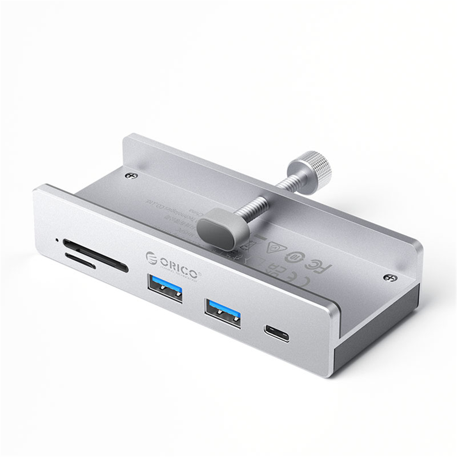 Buy the Orico MH5PC-10-SV-BP USB-C Hub Clamp with Card Reader - Silver ( ORICO-MH5PC-10-SV-BP ...