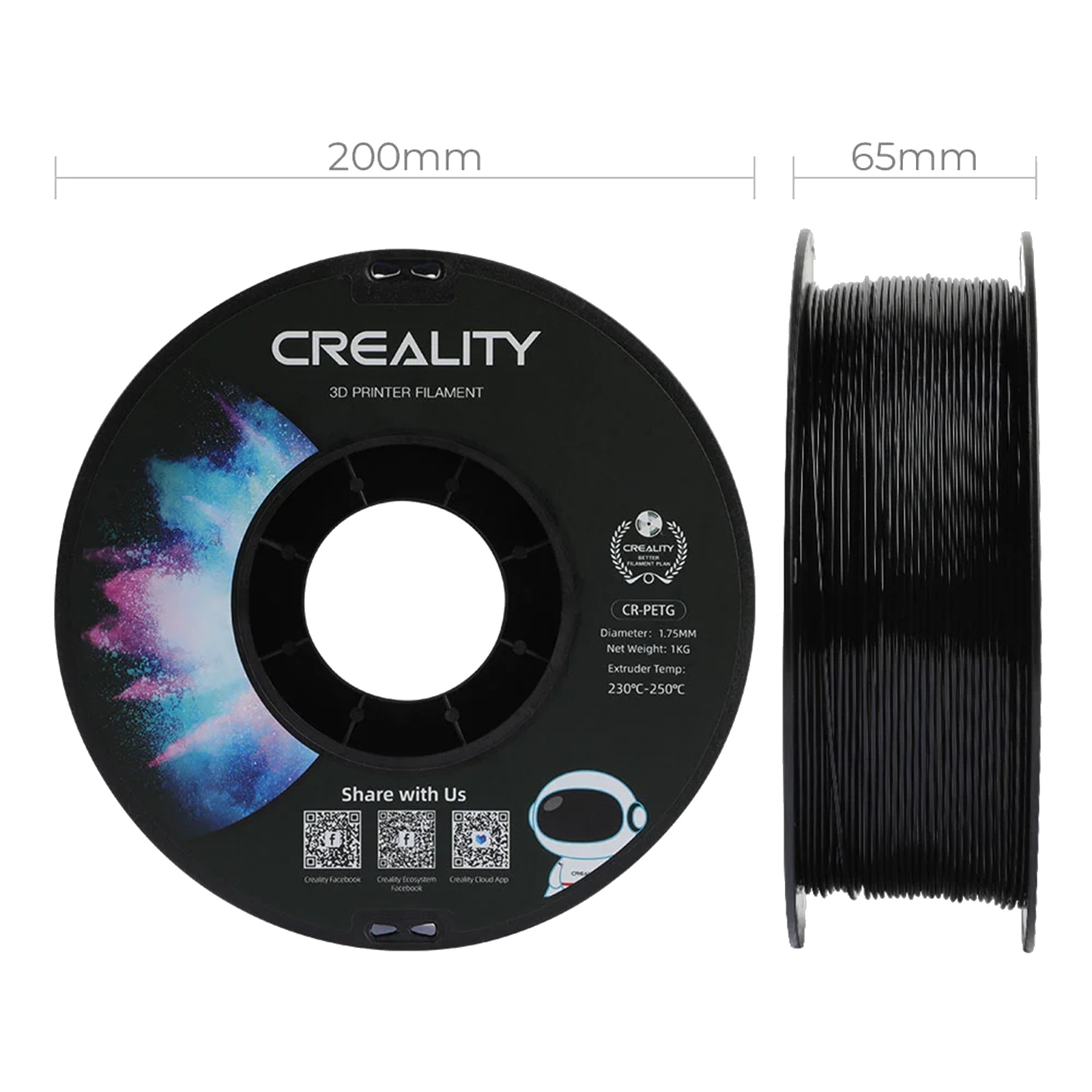 Buy the Creality CR-PETG Filament - Black 1kg Roll - 1.75mm ...