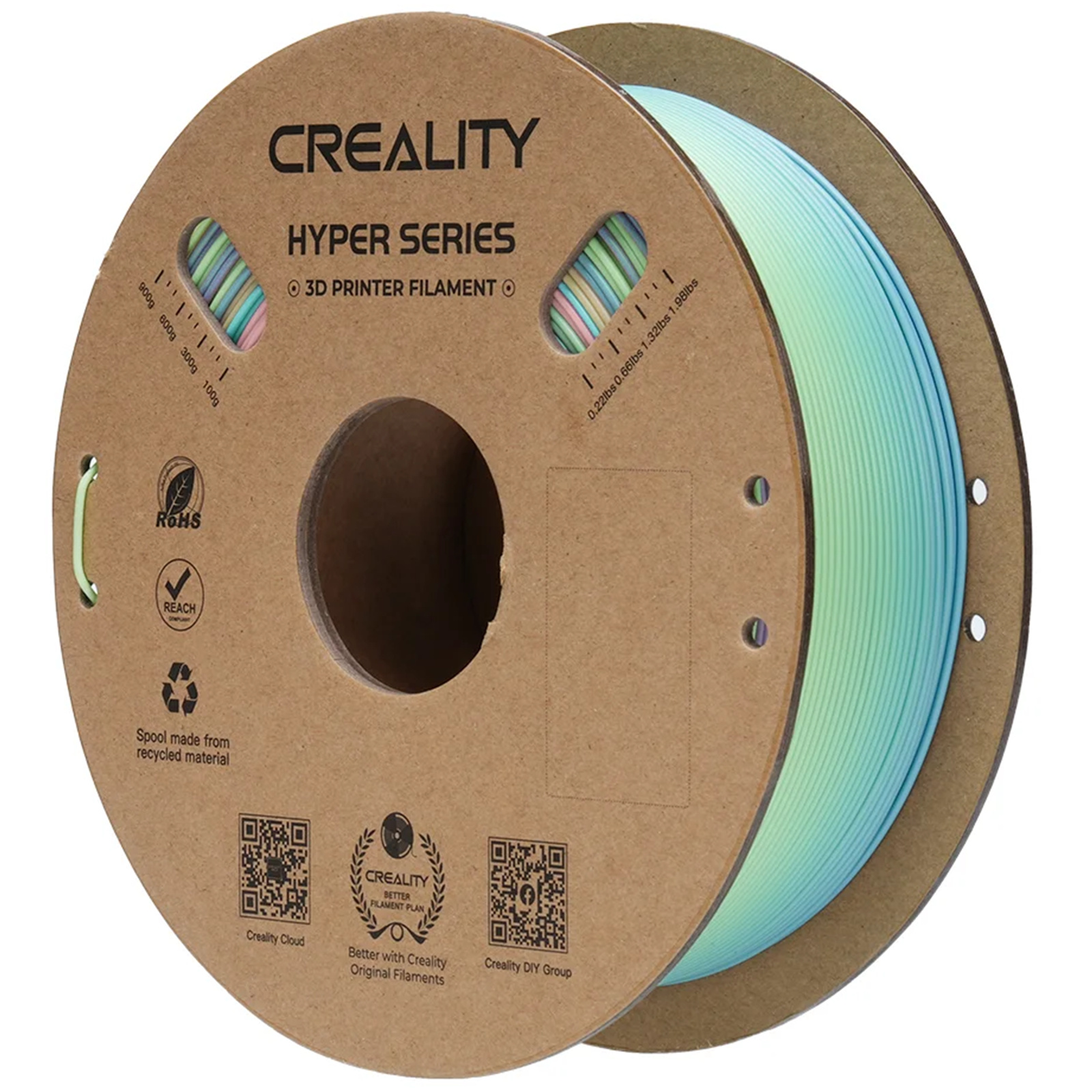 Buy the Creality Hyper Rainbow PLA Filament - Spring Lake 1kg Roll - 1 ...