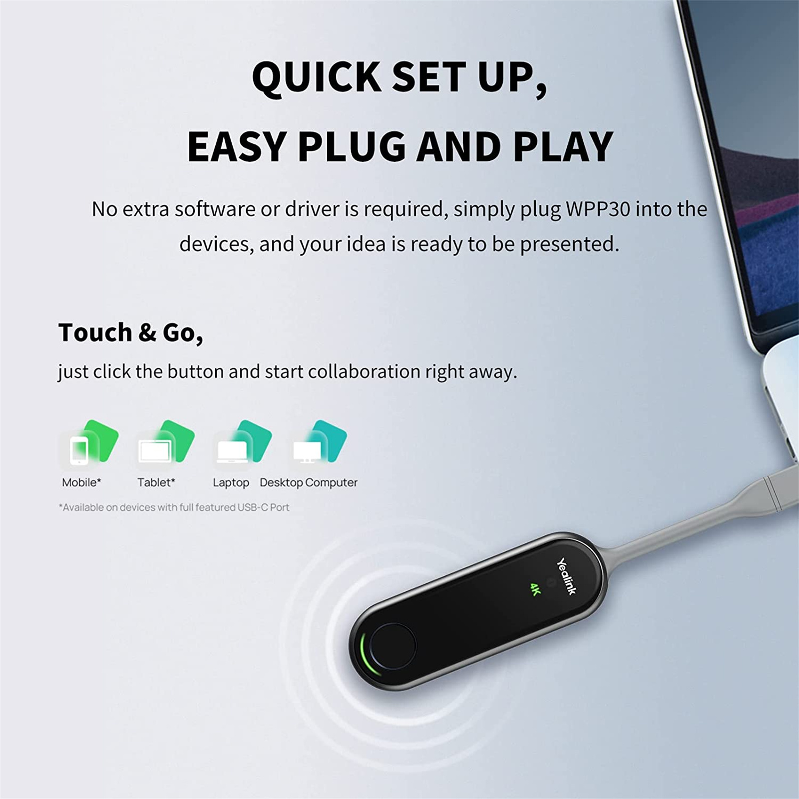 Buy the Yealink WPP30 4K Wireless Presentation Pod ( WPP30 ) online ...