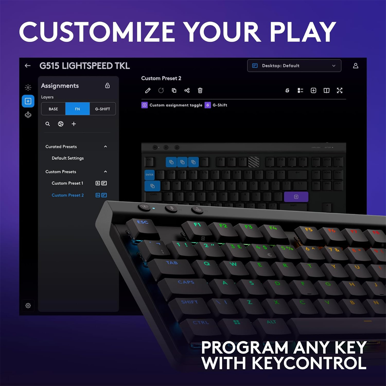 Buy the Logitech G515 LIGHTSPEED TKL Wireless Gaming Keyboard - Black ...