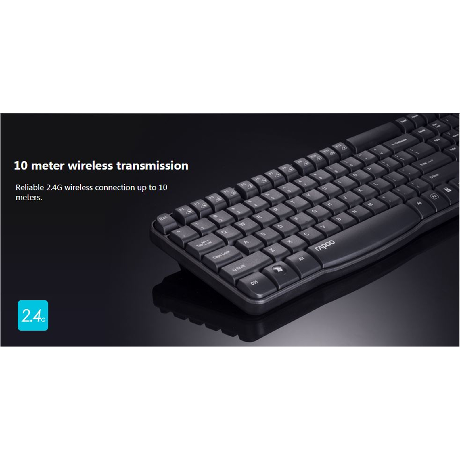 Buy the Rapoo E1050 Anti-Splash MULTIMEDIA HOTKEY Keyboard - Black 2.4G ...