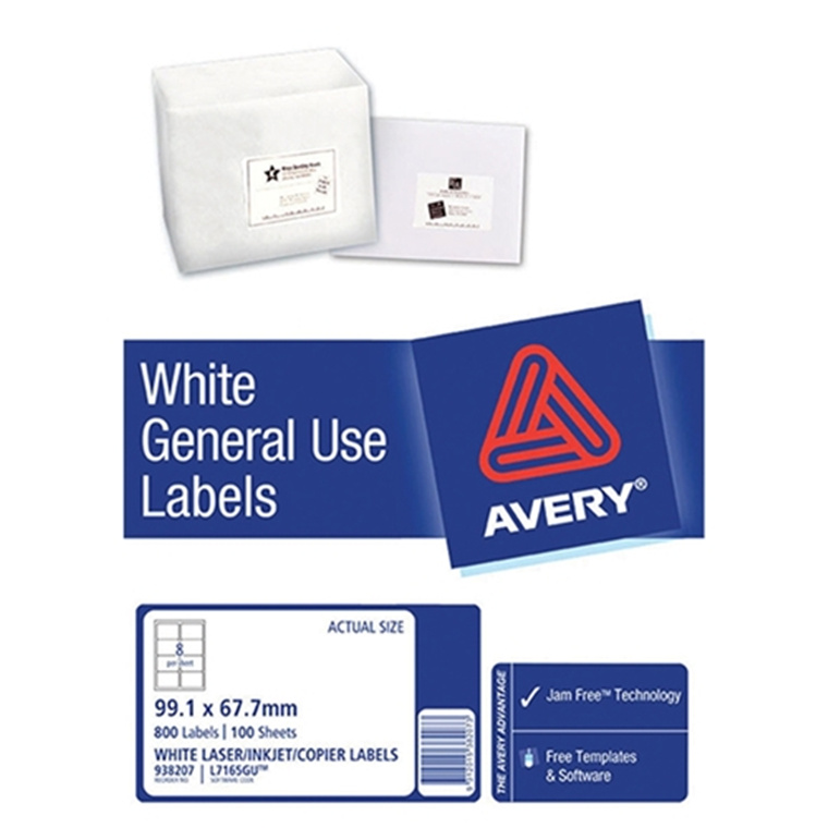 Buy the AVERY L7165 Label General Use A4 8/Sheet - 100 Sheets ( 938207 ...