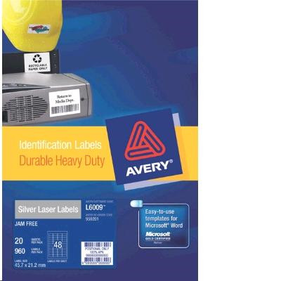 Buy the AVERY Silver Heavy Duty Labels 45.7 x 21.2mm - Extra Strong ...