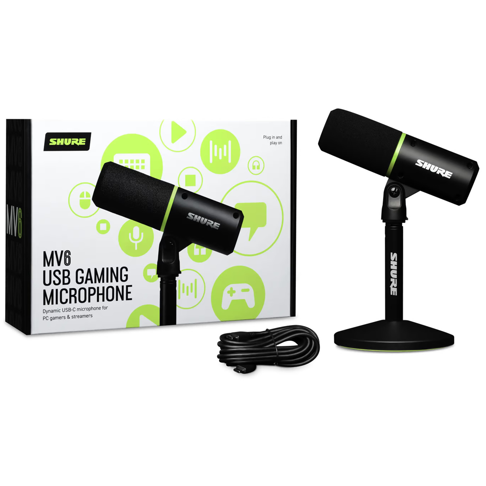 Buy the Shure MV6 Gaming Microphone, Dynamic USB-C Mic for laptops and ...