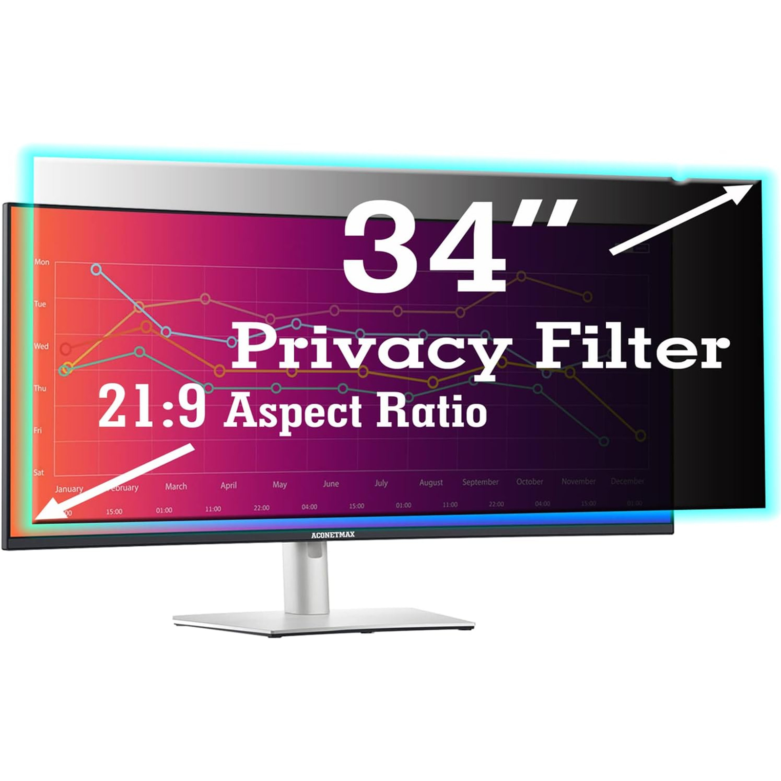 Buy the Axidi 34 Inch Computer Privacy Screen Filter for 21:9 Desktop ...
