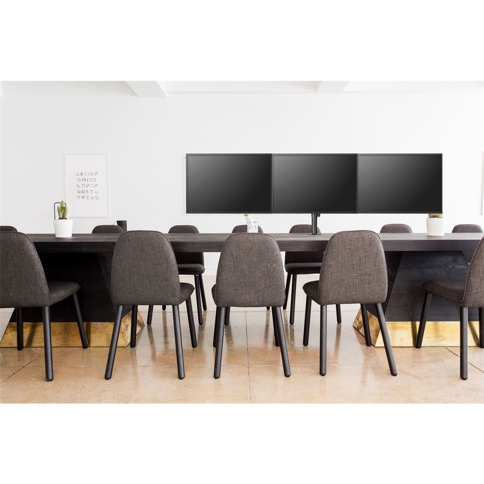 Buy the Brateck LDT12-C034N 13"-27" Triple Monitor Economy Desk Mount ...