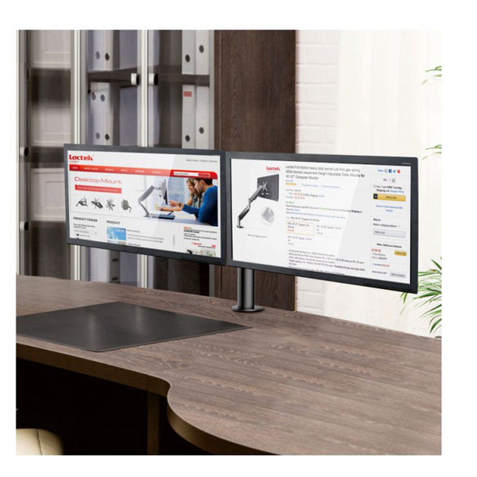 Buy the Loctek Eco Mount 10"-30" Dual Monitor Stand - Steel Tube ...