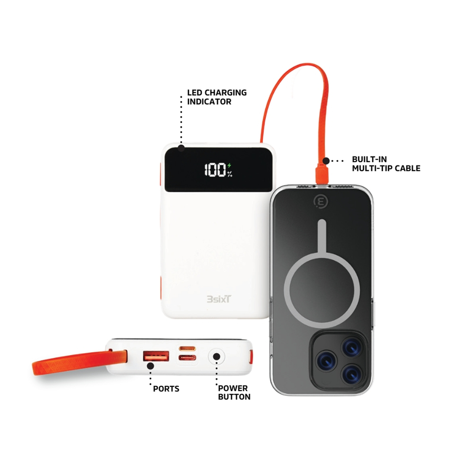 Buy the 3SIXT JetPak 10000mAh 2-in-1 Power Bank - White / Orange ( 3S ...