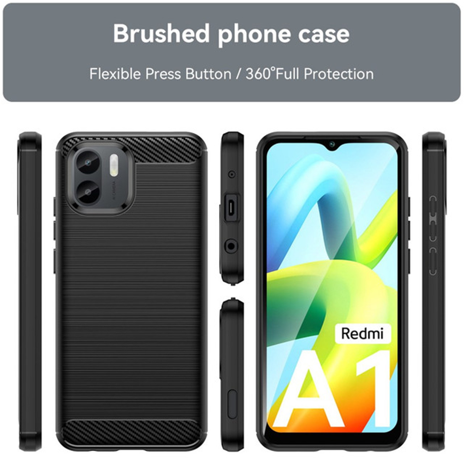 Buy the Xiaomi Redmi A1 Rugged Case - Black Flexible TPU Rubber ...