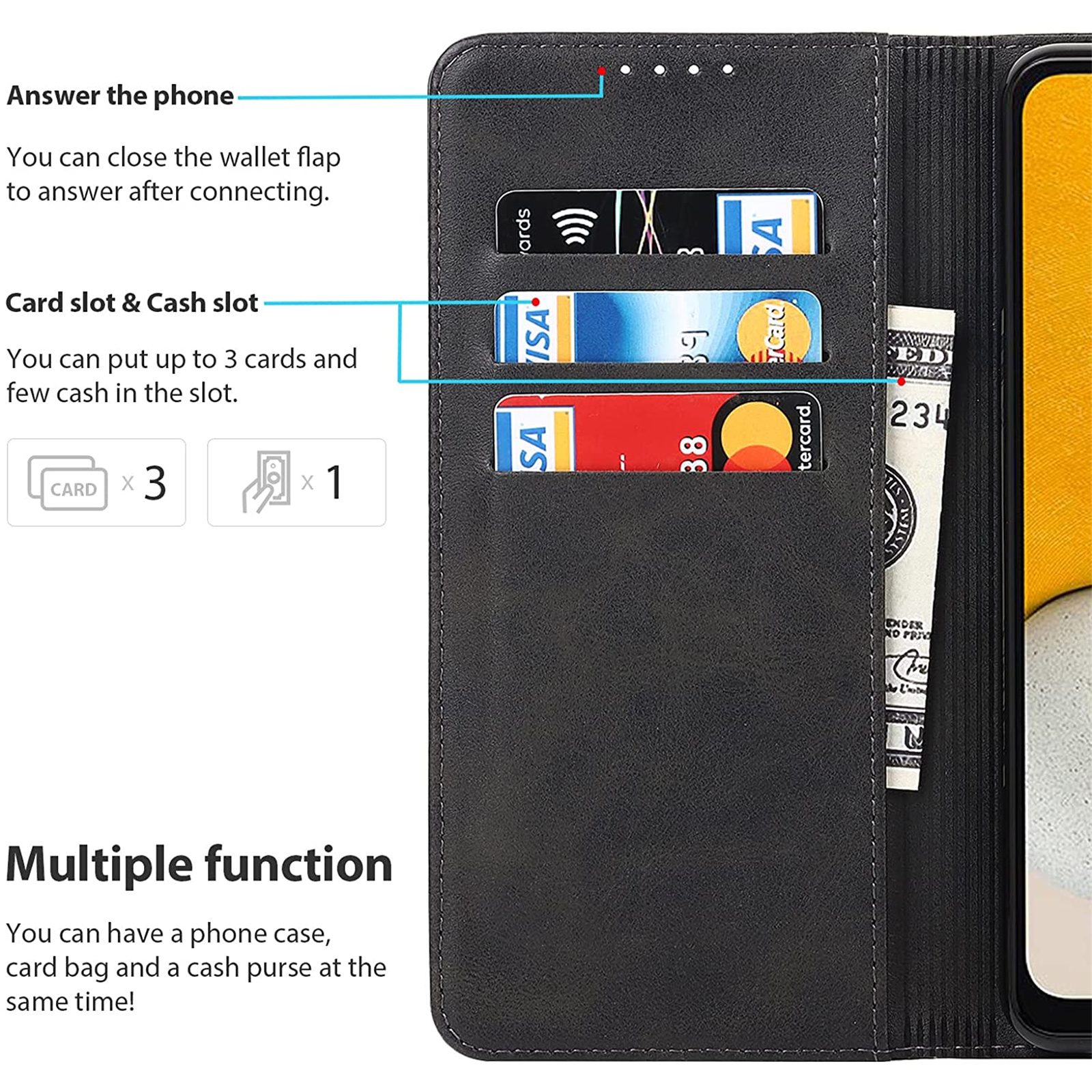 Buy the iPhone 11 Flip Wallet Case - Black 3 Card Slots - Cash ...