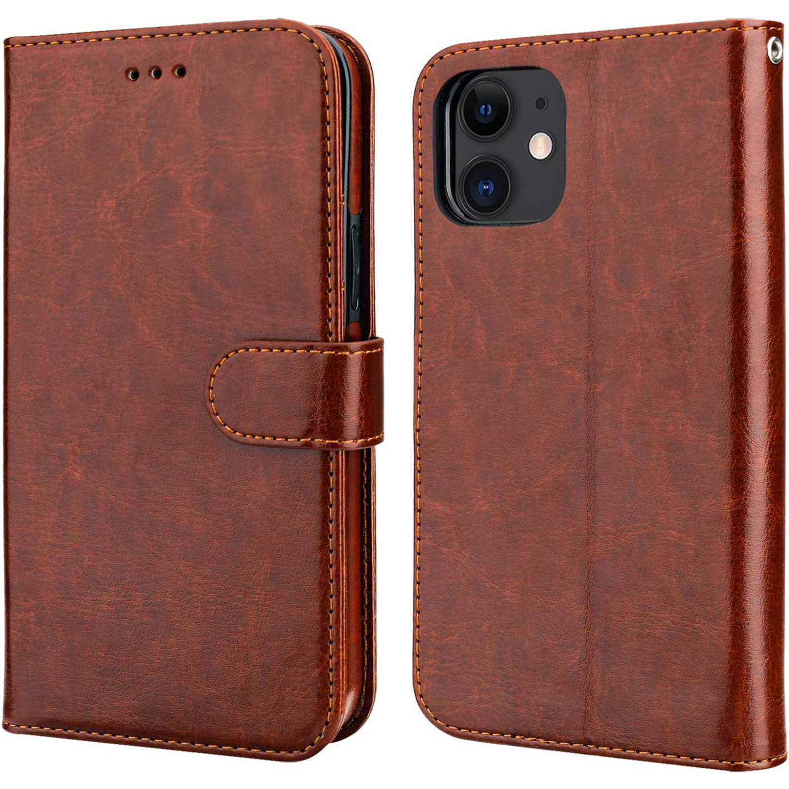 Buy the iPhone 11 Flip Wallet Case - Brown 3 Card Slots - Cash ...