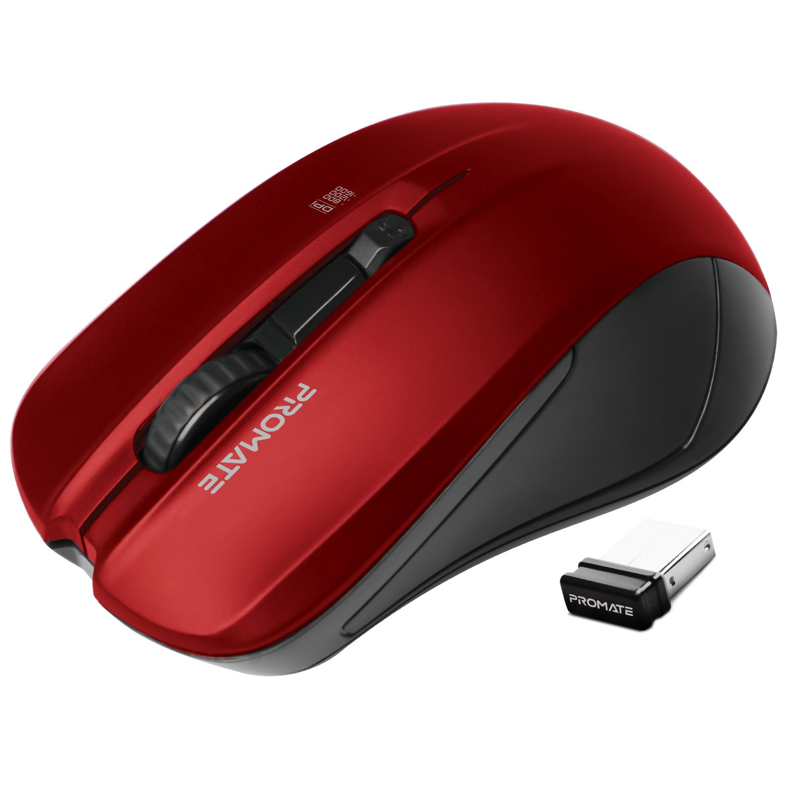 Buy the Promate CONTOUR.RED Ergonomic Wireless Mouse - Red Ambidextrous ...