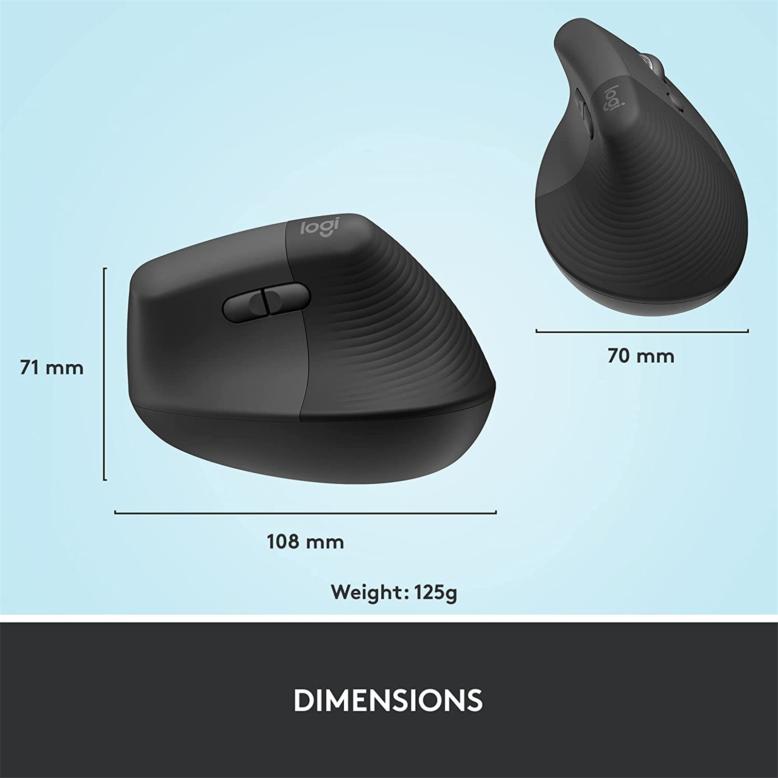 Buy the Logitech Lift Vertical Ergonomic Wireless Mouse - Graphite ...