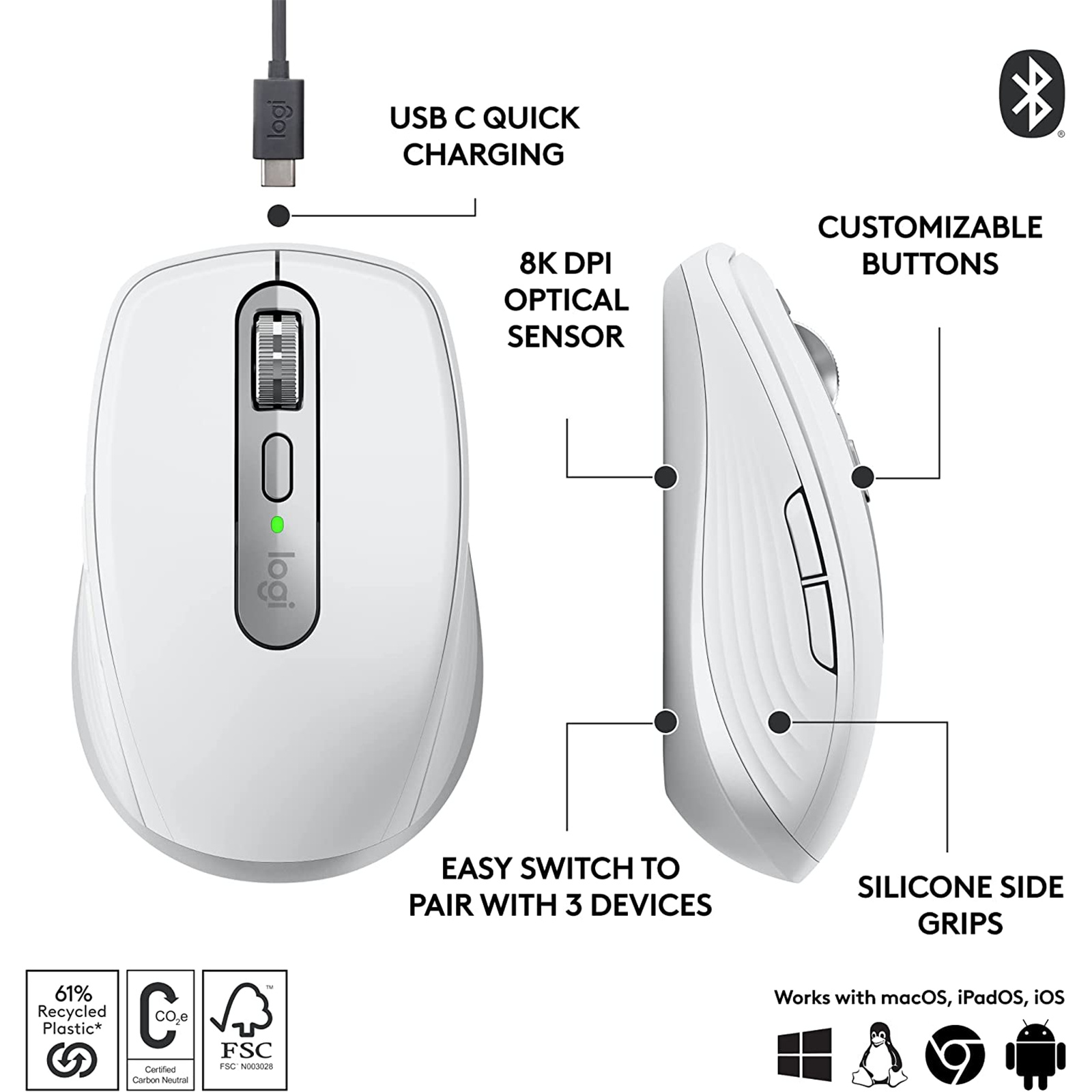 Buy the Logitech MX Anywhere 3S Wireless Mouse - Pale Grey ( 910-006933 ...