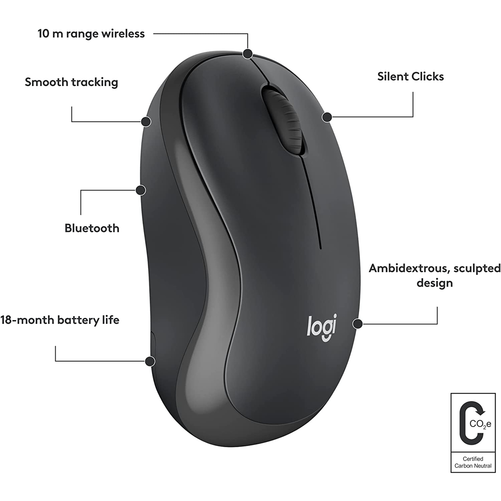 Buy the Logitech M240 Silent Bluetooth Mouse - Graphite ( 910-007122 ...