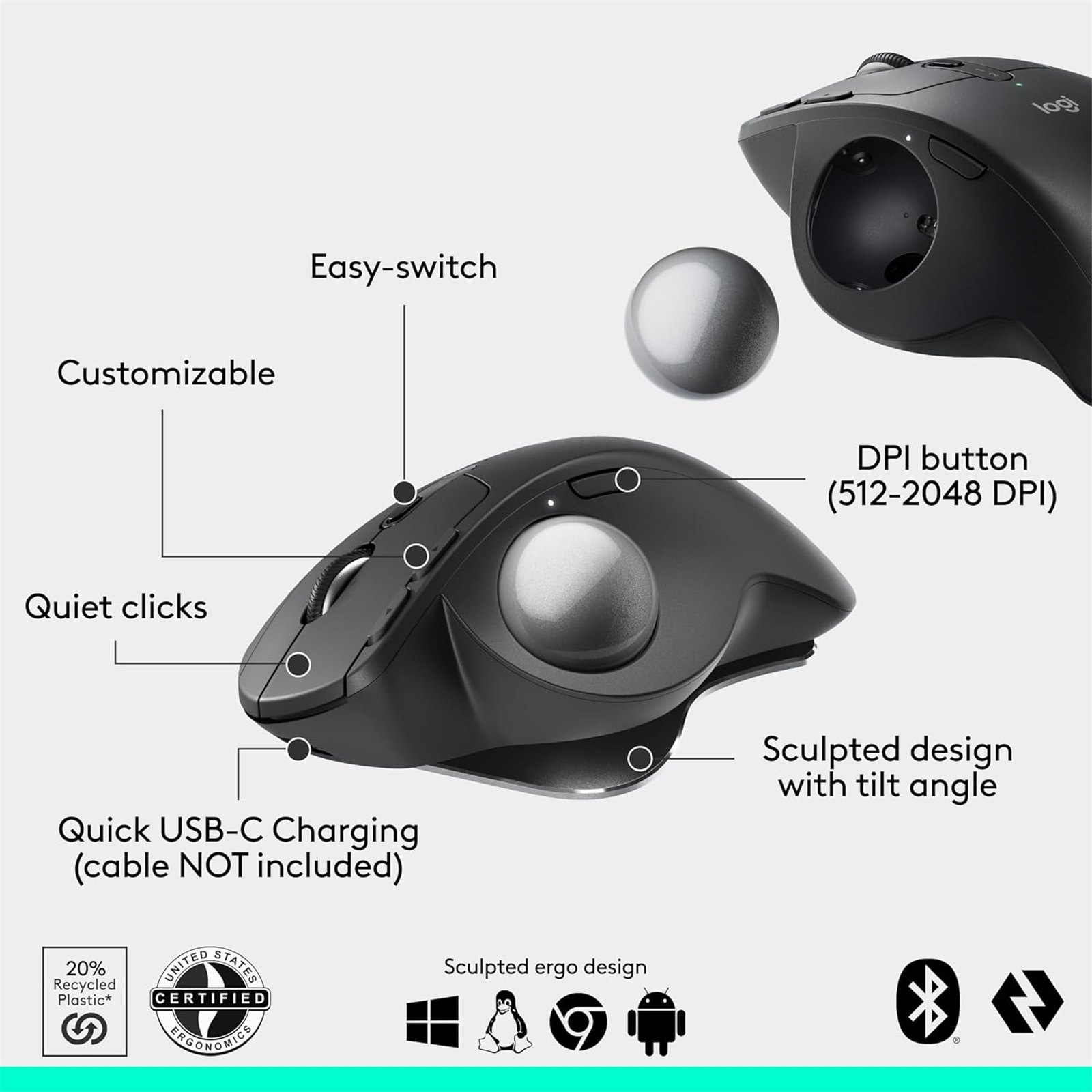 Buy the Logitech MX Ergo S Advanced Wireless Mouse Bluetooth ...