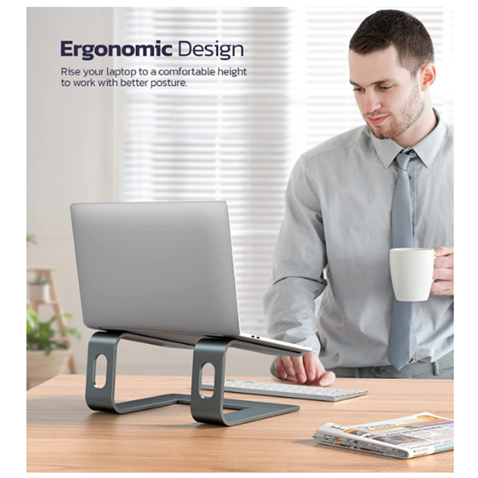 Buy the Nulaxy C3 Laptop Stand - Grey, Ergonomic Detachable Design ...