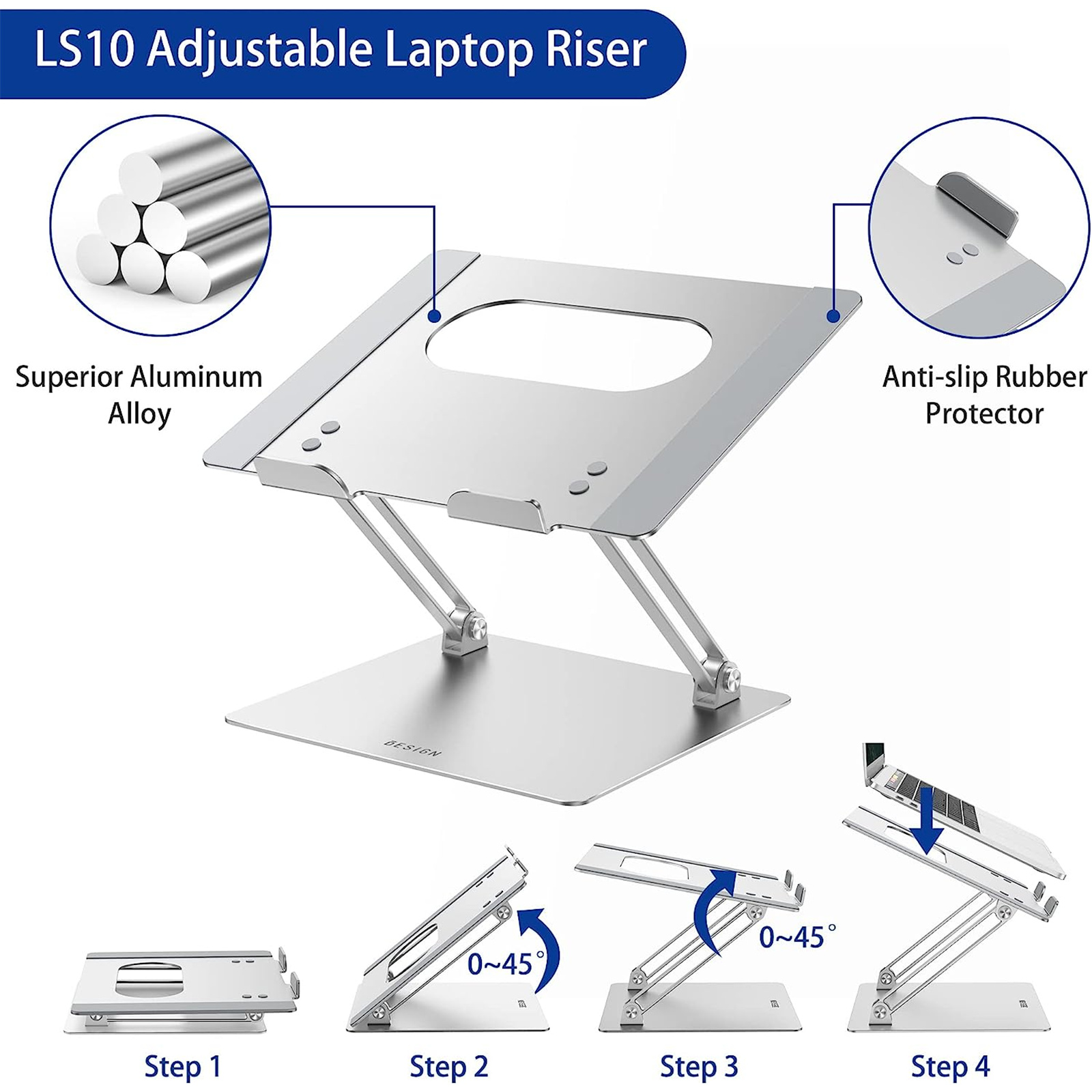 Buy the Nulaxy LS-10 Laptop Stand - Silver, Portable / Adjustable ...