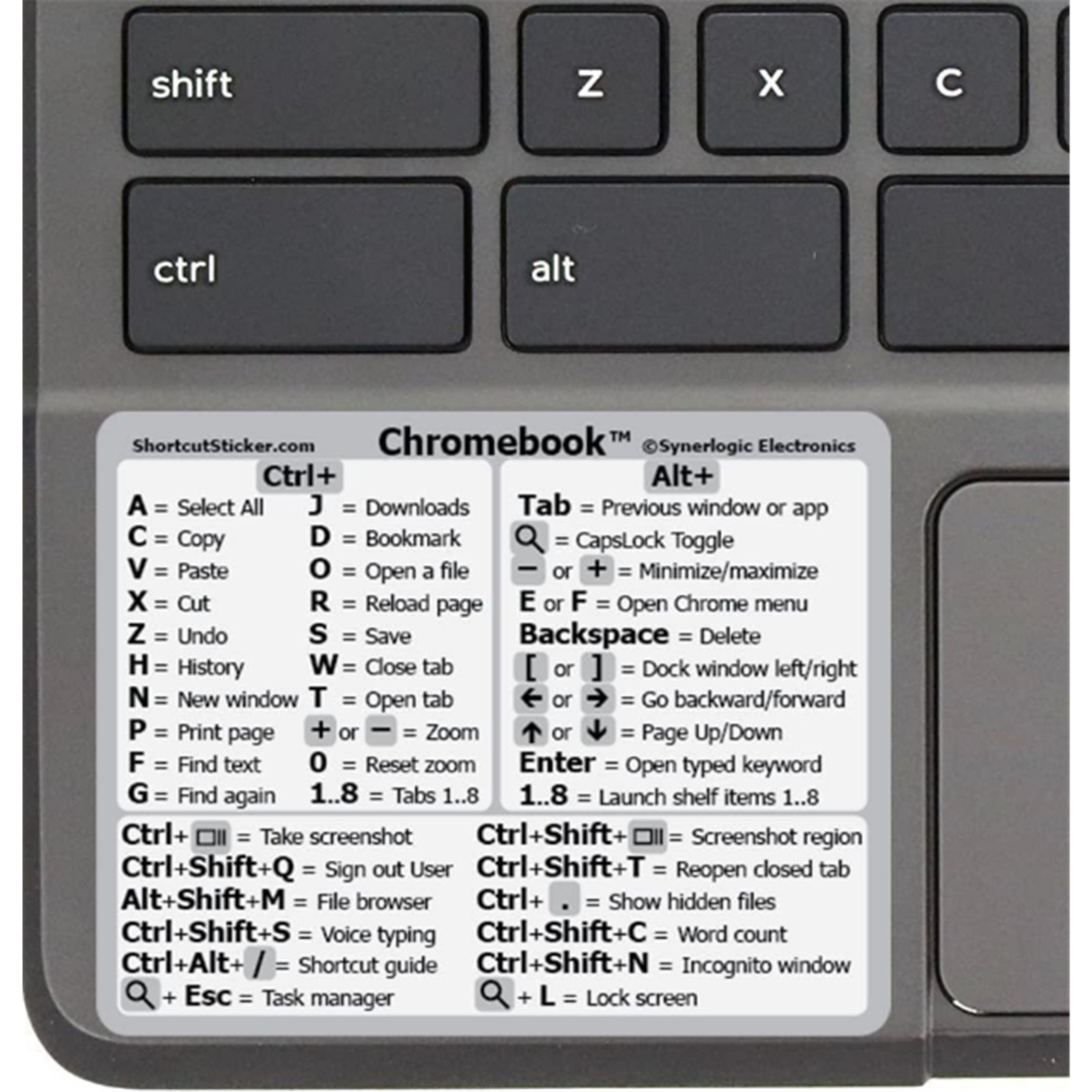 Buy the Chromebook OS Laptop Reference Keyboard Shortcut Sticker ...