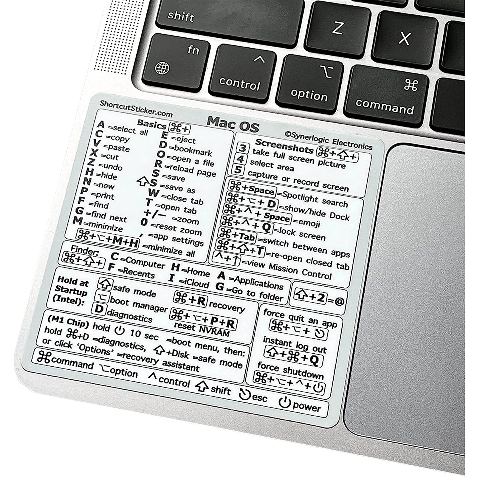 Buy the Mac OS Laptop Reference Keyboard Shortcut Sticker - White, No ...