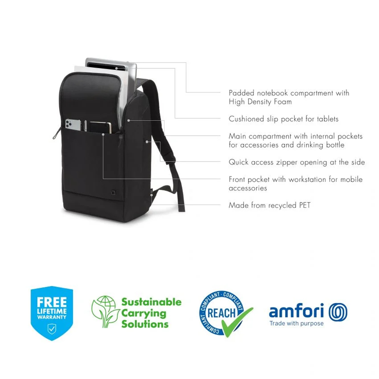 Buy the Dicota Eco MOTION 23L Backpack for 13"-15.6" Laptops - Black ...