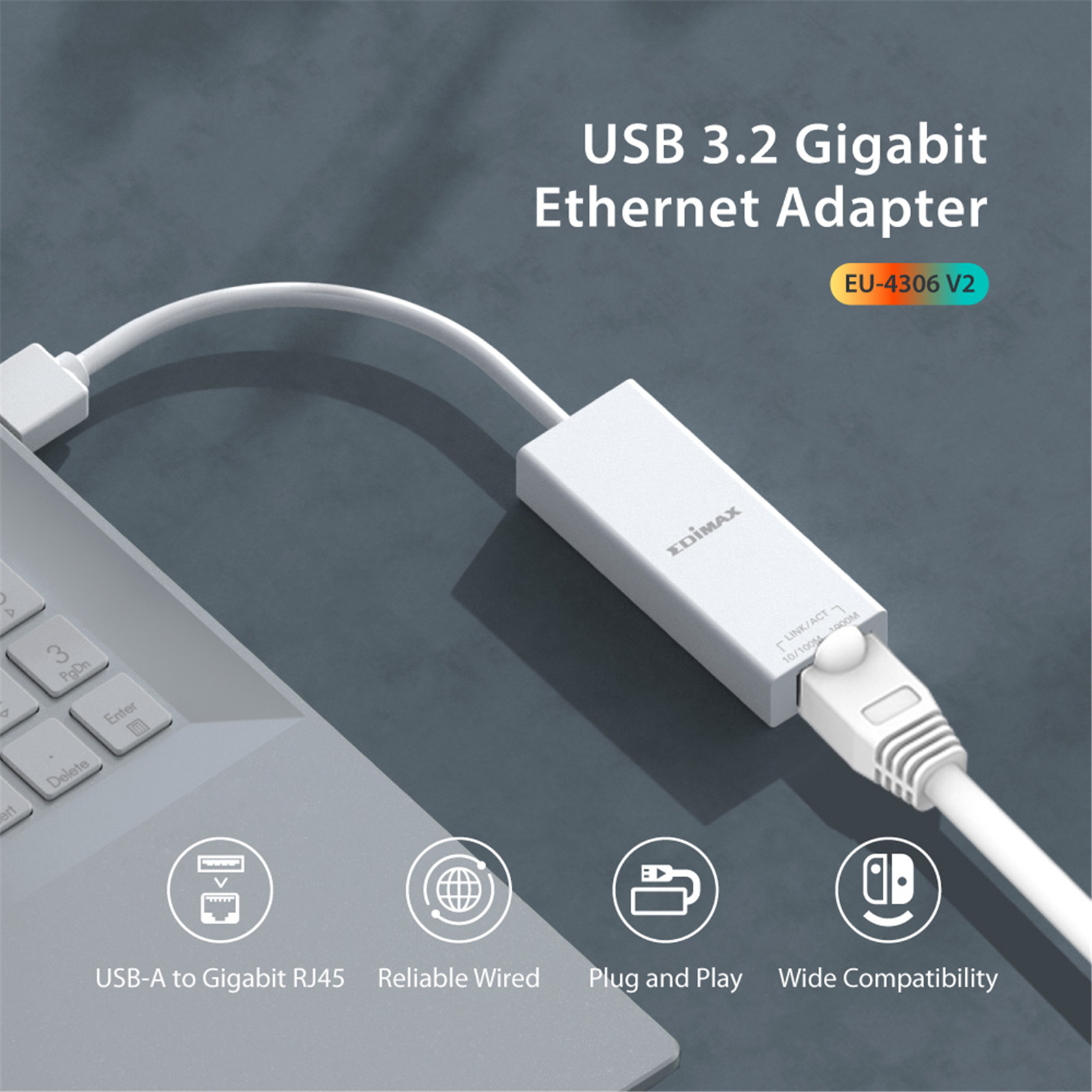 Buy the Edimax USB 3.2 to Gigabit Ethernet Adapter. Supports 802.1Q ...