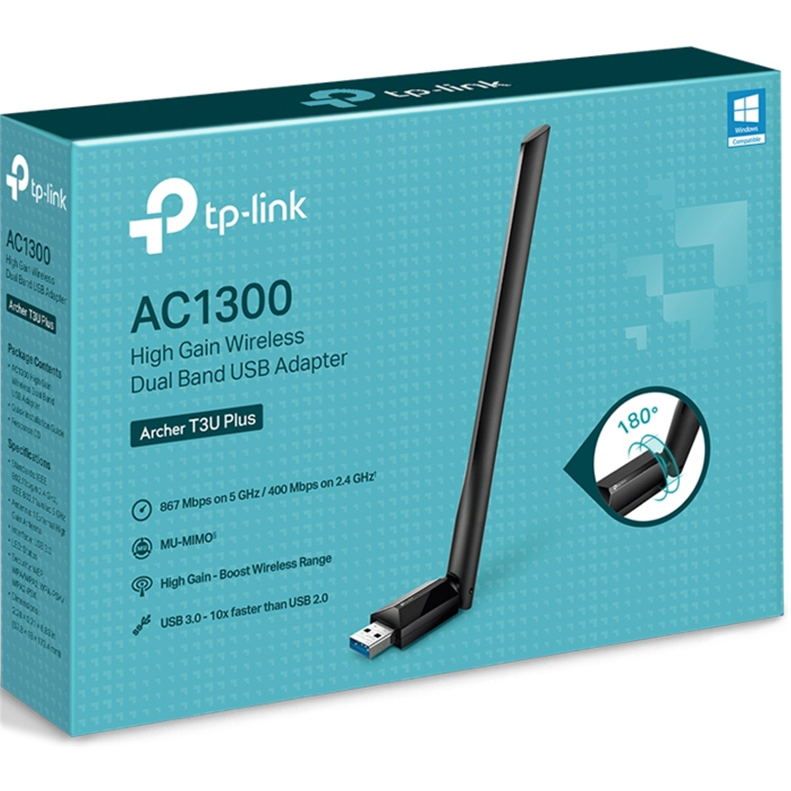 Buy the TP-Link Archer T3U Plus (AC1300) Dual-Band USB Wireless Adapter ...