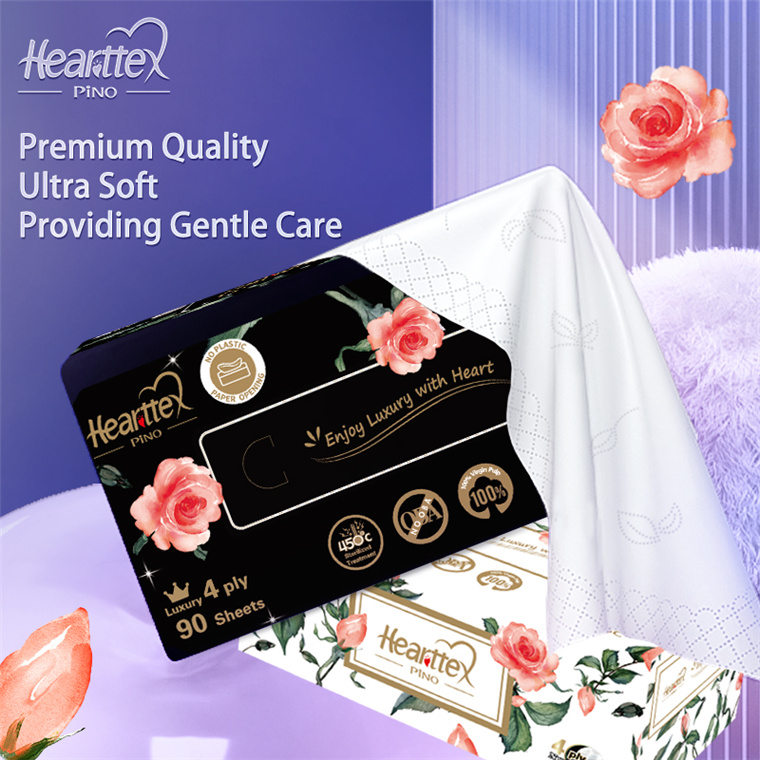 Buy the Hearttex Premium Facial Tissue 4Ply 90 Sheet 24 Boxes FSC ...