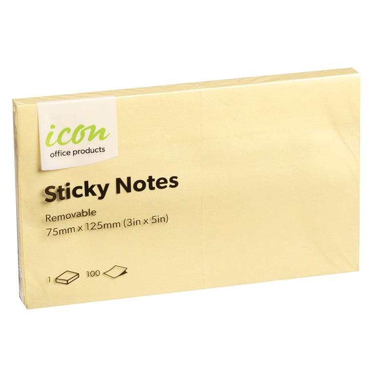 Buy the Icon ISAN05Y Icon Sticky Notes 75mm x 125mm Yellow ( ISAN05Y ...