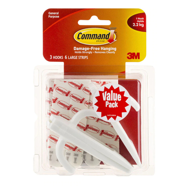 Buy the 3M Command Hook 17003-3 - Large - White Pk/3 ( 7100153728 ...