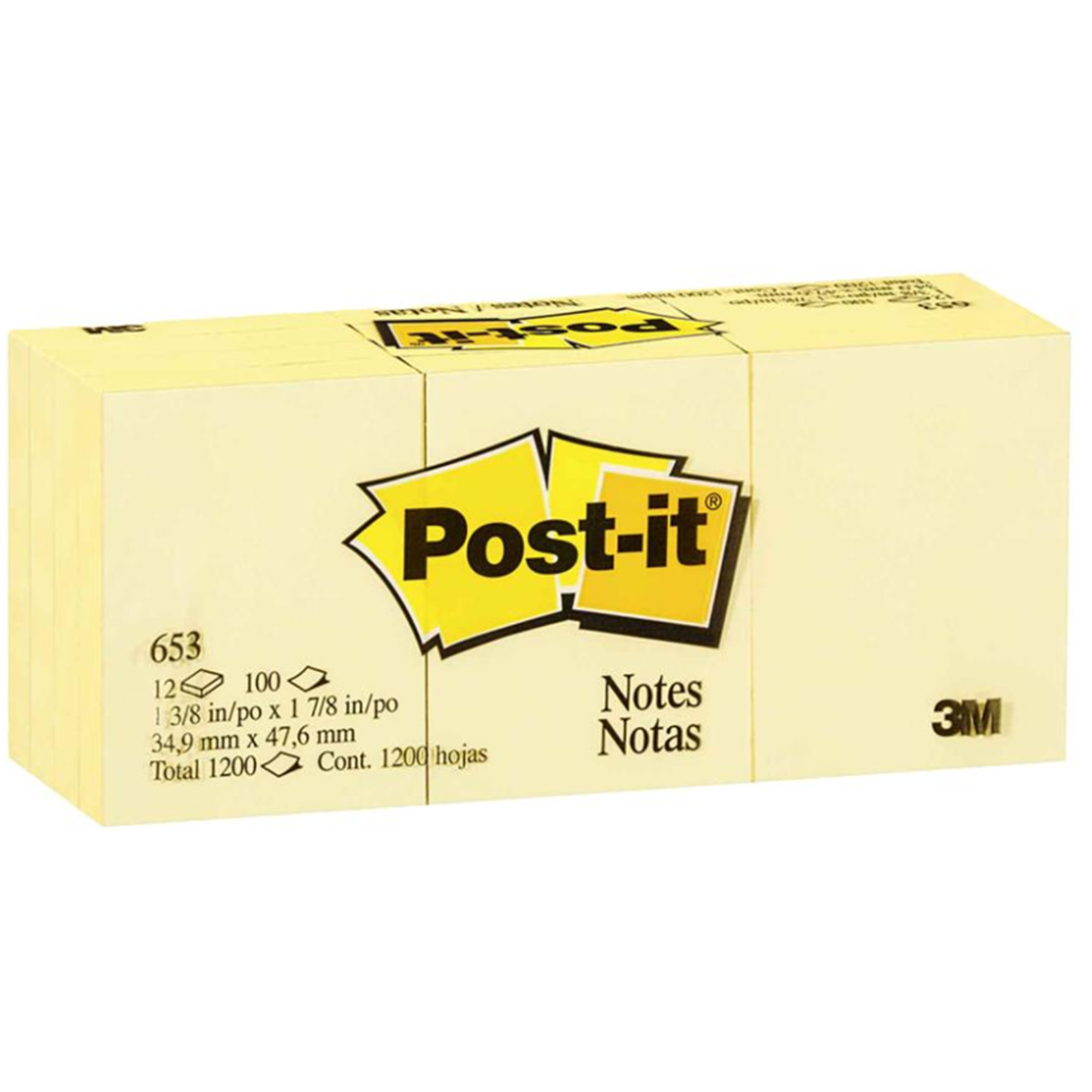 Buy the 3M Post-it Notes 653-Y - 35mm x 48mm - Yellow 12 Pack ...