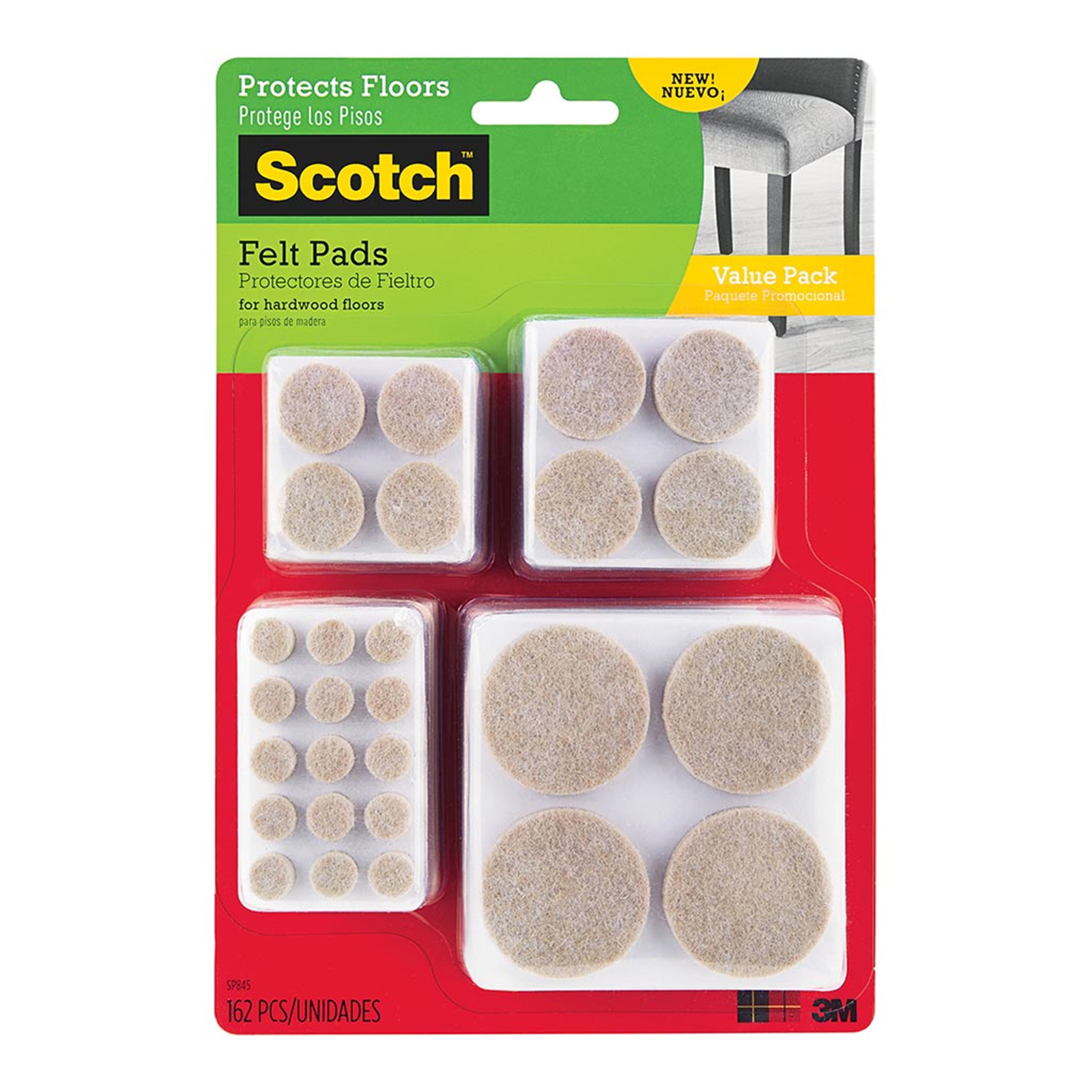 Buy the 3M Scotch Felt Pads SP845 Beige Assorted - Pack of 162 ...