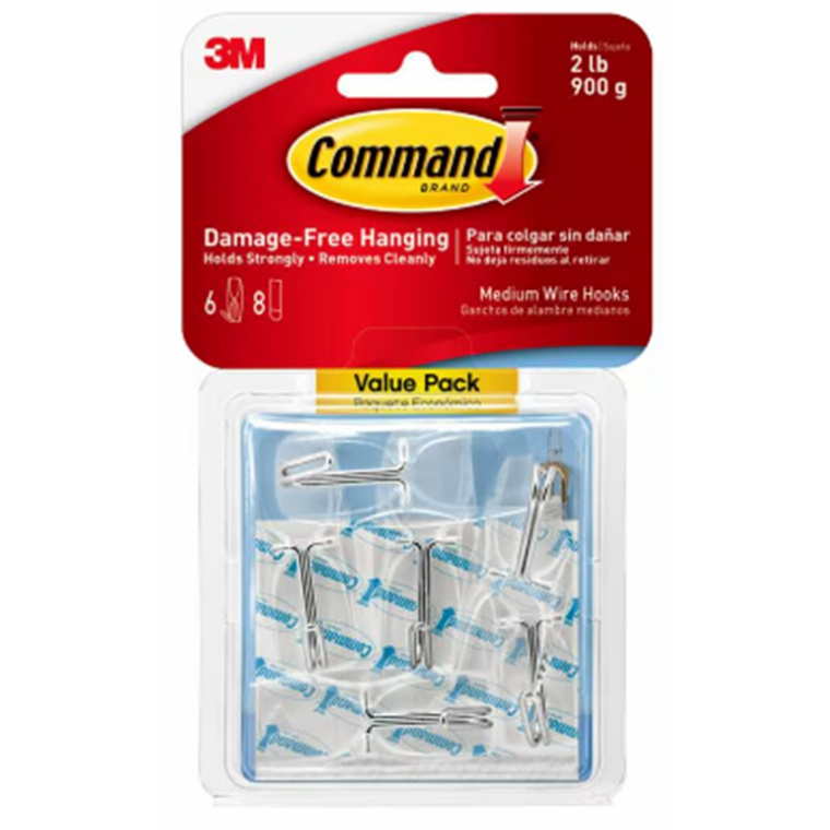Buy the 3M 11243 Command Hook 17065CLR-6ES Medium Clear Wire, Pack of 6 ...