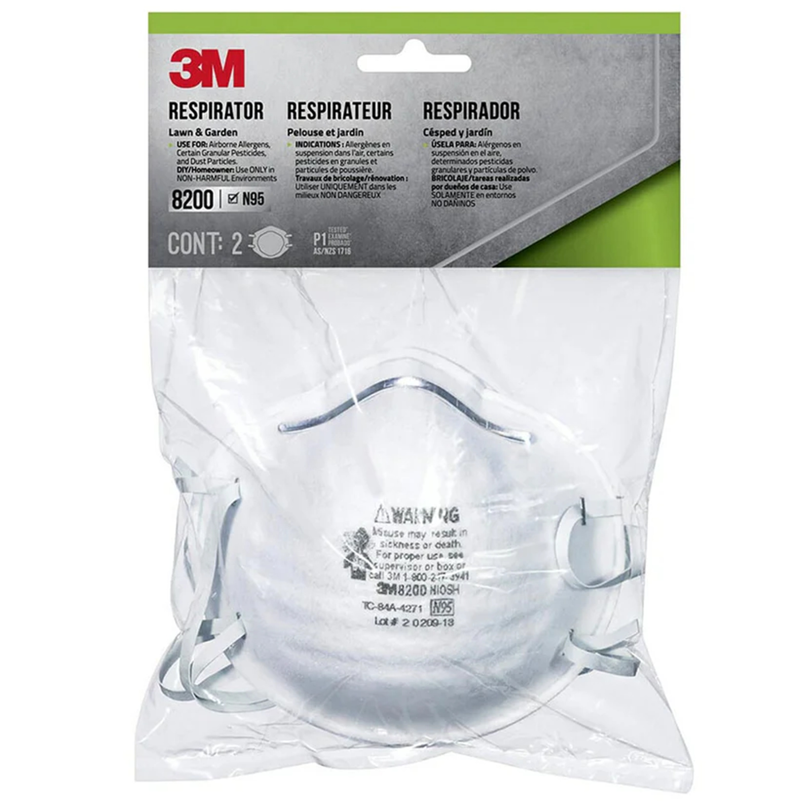 Buy the 3M 11407 3M Lawn and Garden Respirator 8200G2-DC, Pack of 2 ...