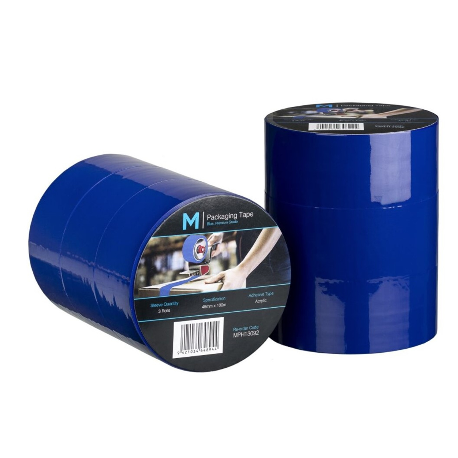 Buy the Matthews Premium Acrylic Packaging Tape - Blue 48mm x 100m x ...